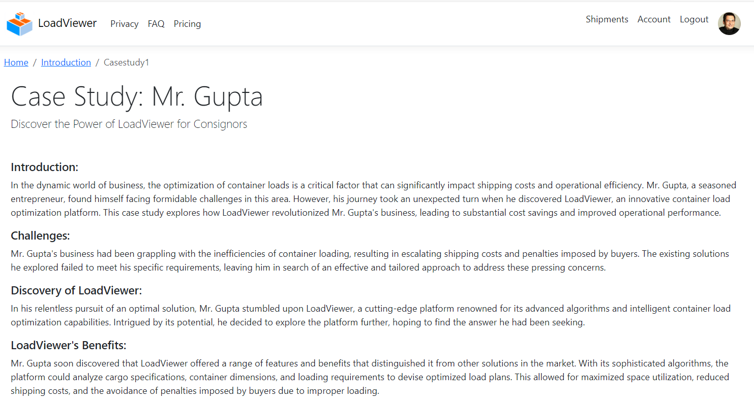 LoadViewer | Case Study: Mr. Gupta